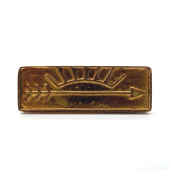 Jewelry | Vintage Sun And Arrow Lapel Pin Gold Tone Rectangular Emblem ...